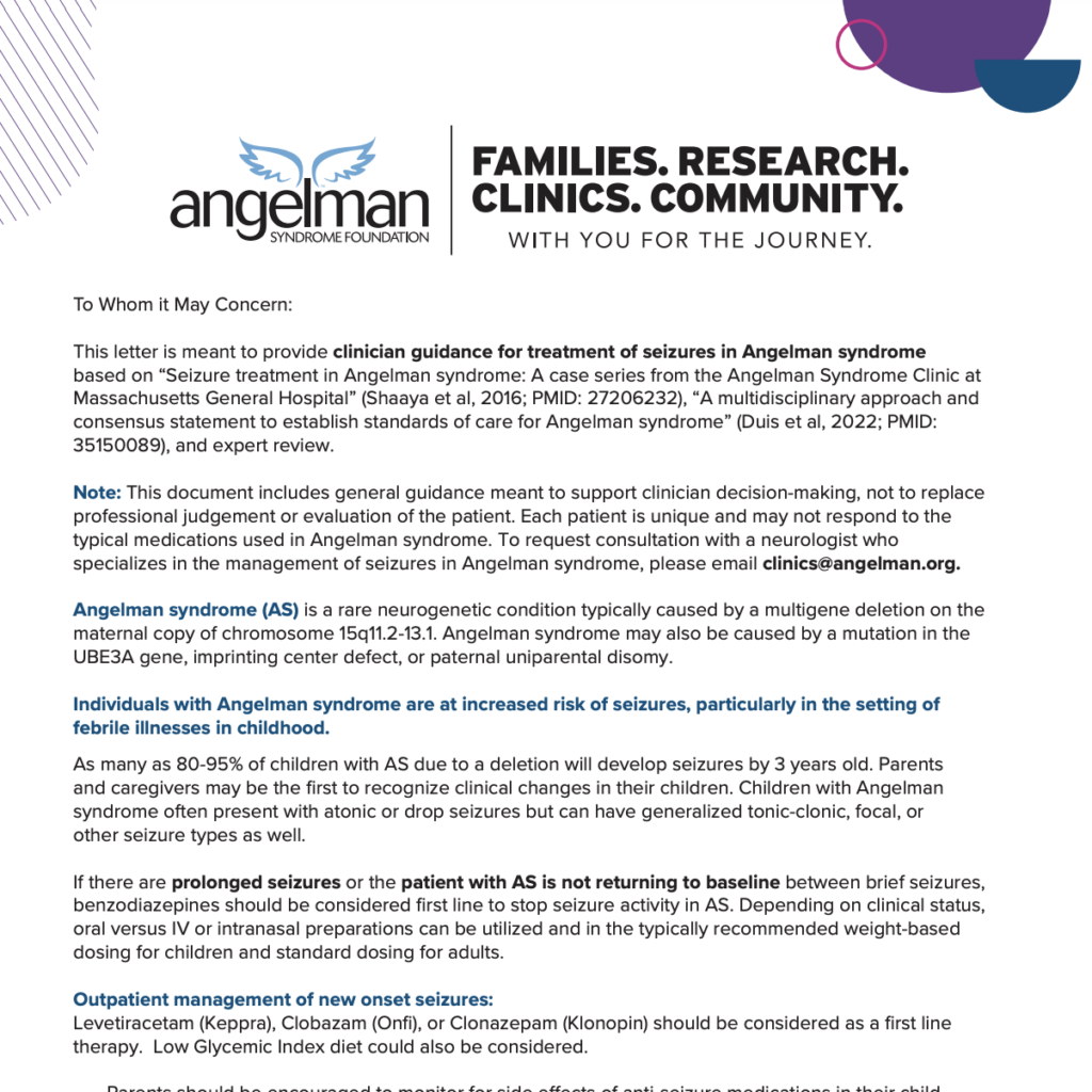 Seizure Treatment Guidelines - Angelman Syndrome Foundation